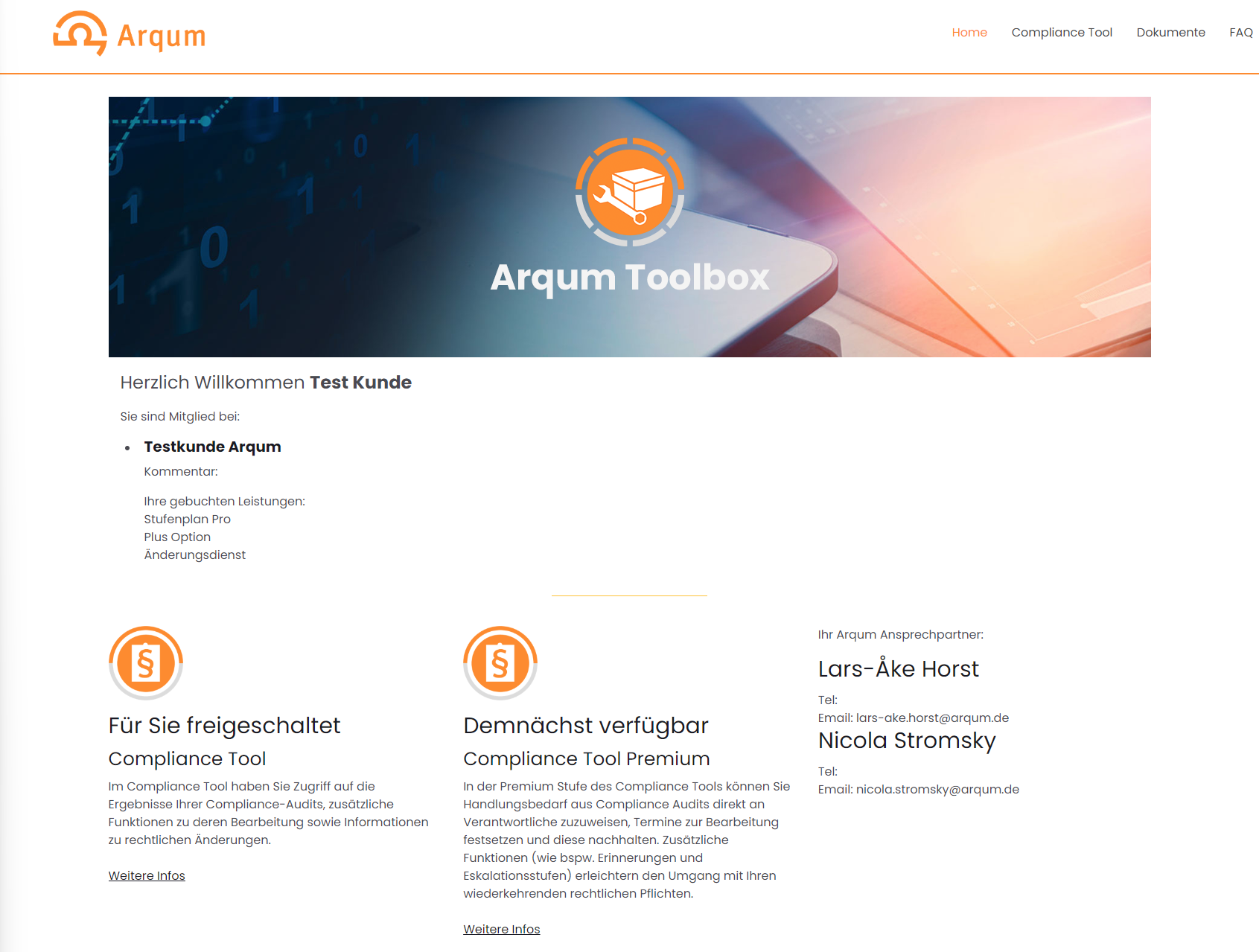 Quickstart-Anleitung Compliance Tool | Arqum