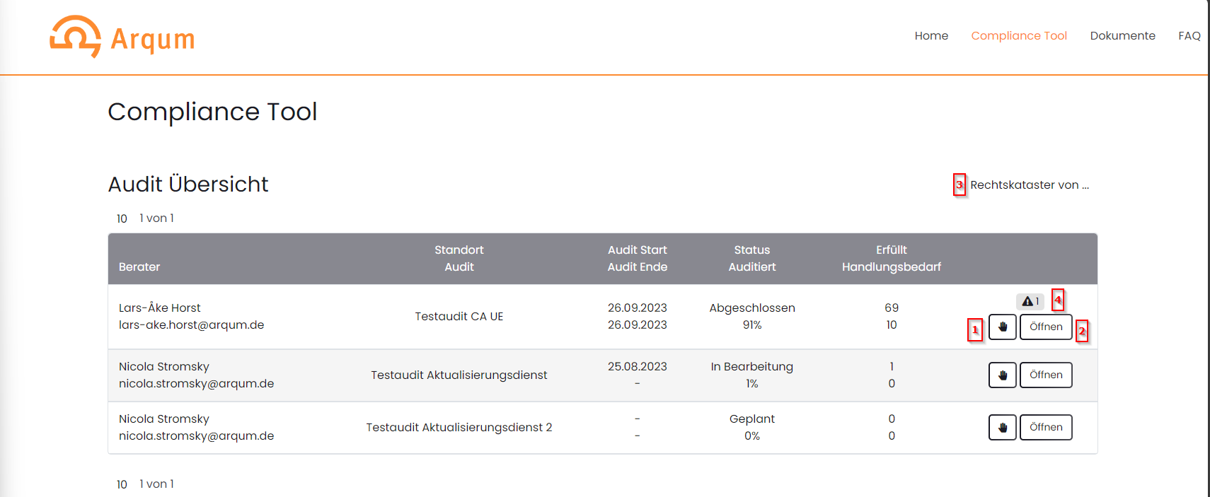 Quickstart-Anleitung Compliance Tool | Arqum
